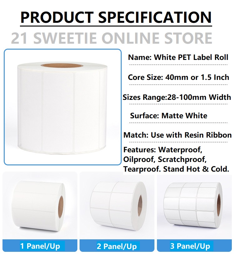 [All PET] Matte White PET Label Premium Barcode Sticker Oil Water Proof ...