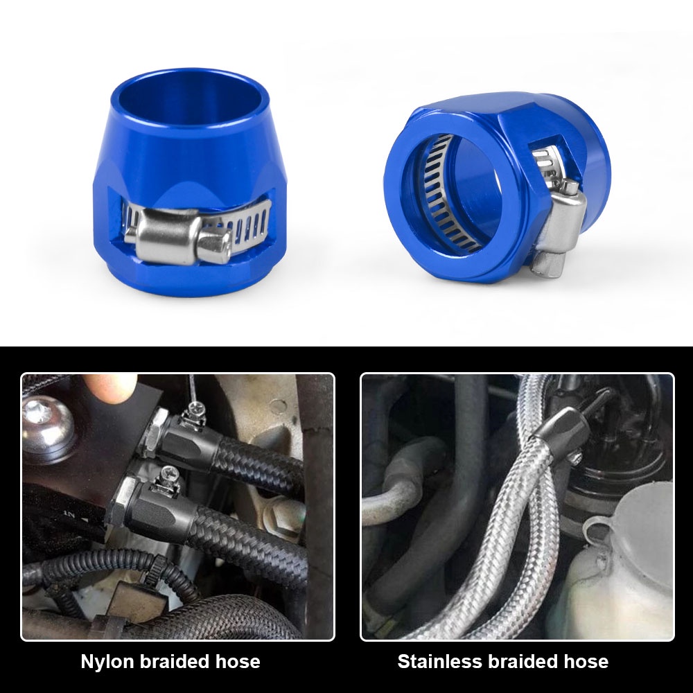 2pcs Car Hose Clamp AN4 AN6 AN8 AN10 AN12 Fuel Pipe Clip Oil Water Tube ...
