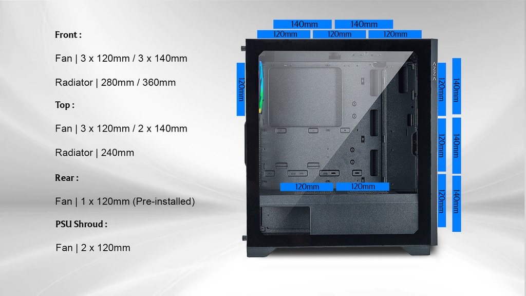 AZZA HIVE 450M ATX/M-ATX GAMING CASE WITH 4 ARGB FANS | Shopee Malaysia
