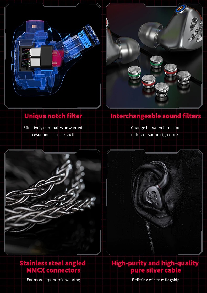 FiiO FH9 Hi-Res 7 Drivers Hybrid (6 Knowles BA + 1 DD) Detachable MMCX ...
