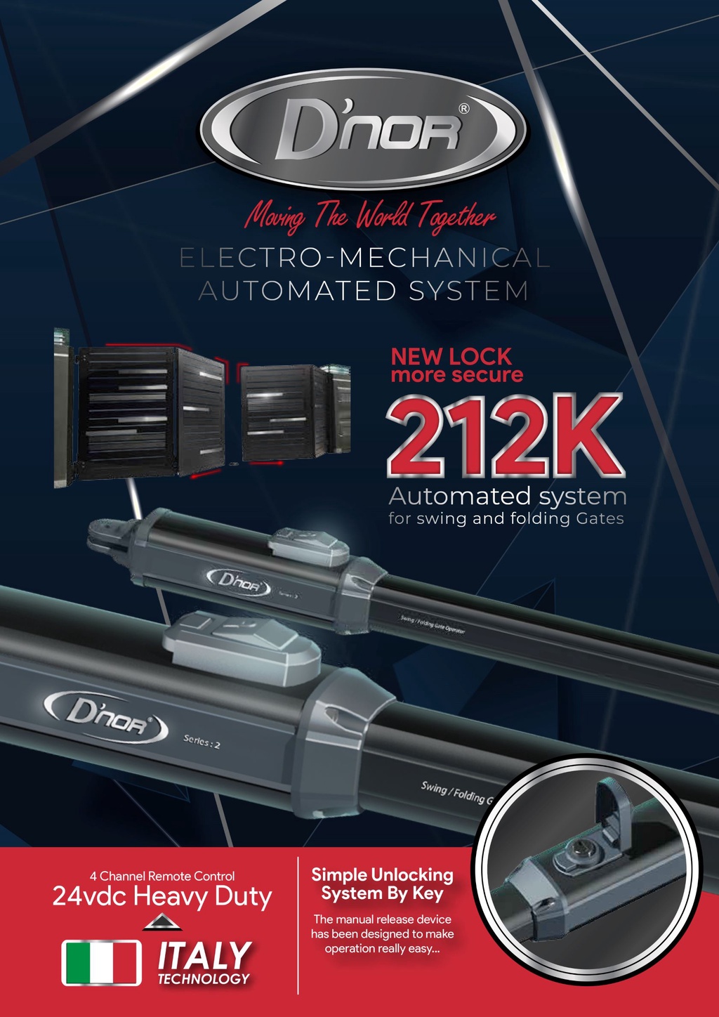 Limited offer Dnor 212K D'nor 24VDC Heavy Duty Swing and Folding Arm ...