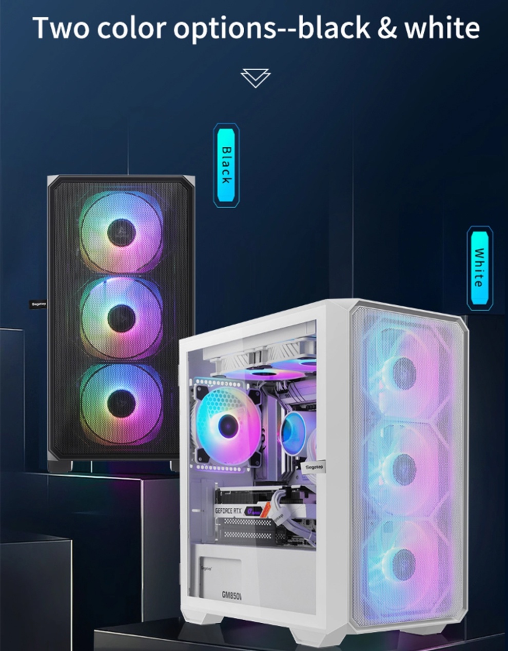 Segotep Alpha Tempered Glass M-ATX Gaming PC Case With 4 Fans - Black ...