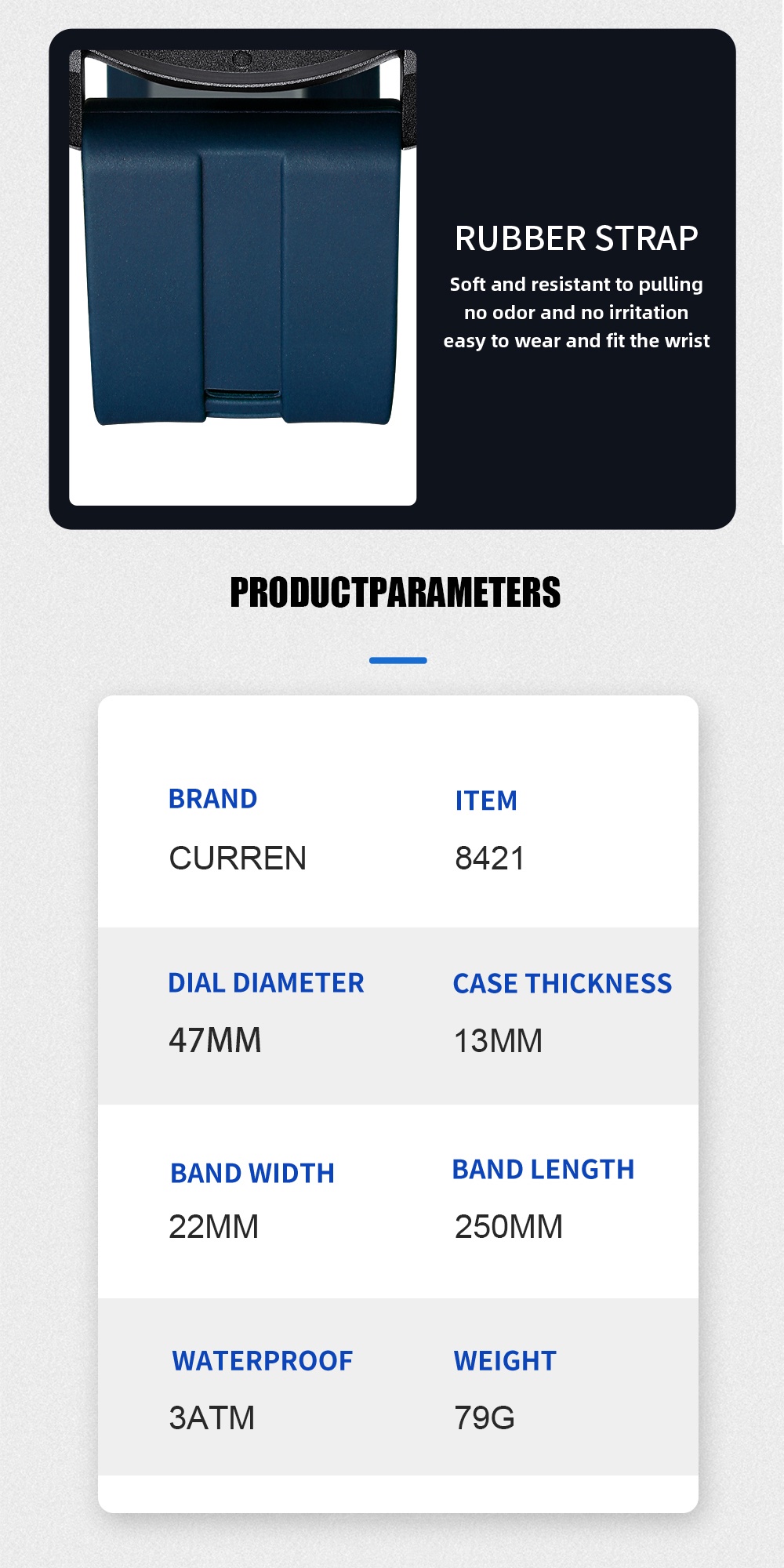 CURREN Jam Tangan Lelaki Original Waterproof Silica Gel Strap Men's ...