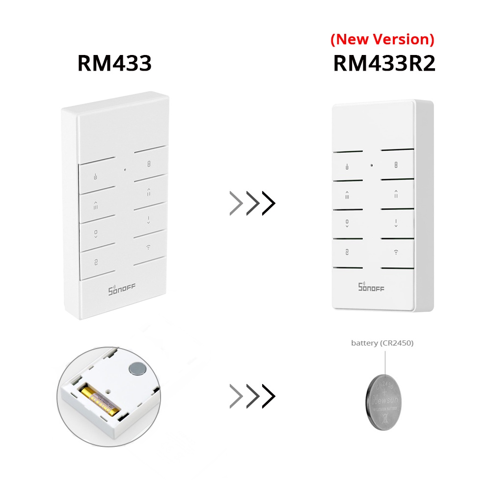 SONOFF RM433R2 433MHz Remote Control 8 Button RF Remote Control One Key Pairing Work with Sonoff ...