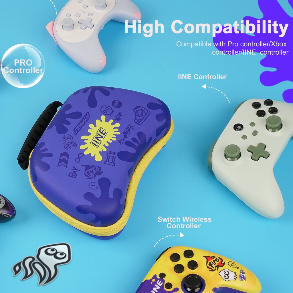 IINE Splatoon Design Purple Controller Storage Bag for Pro Controller ...