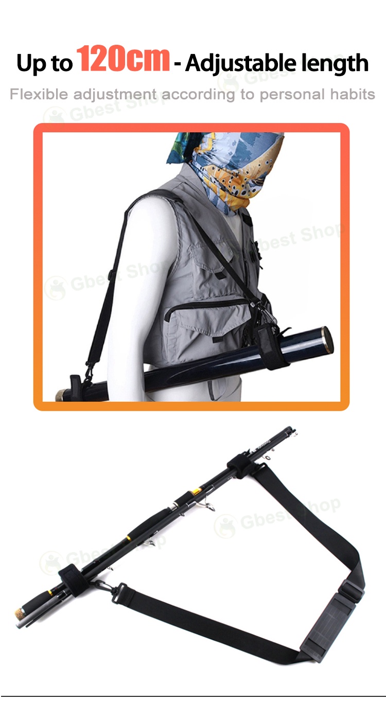 Fishing Rod Carrier Strap Sling Band Adjustable Shoulder Belt Travel ...