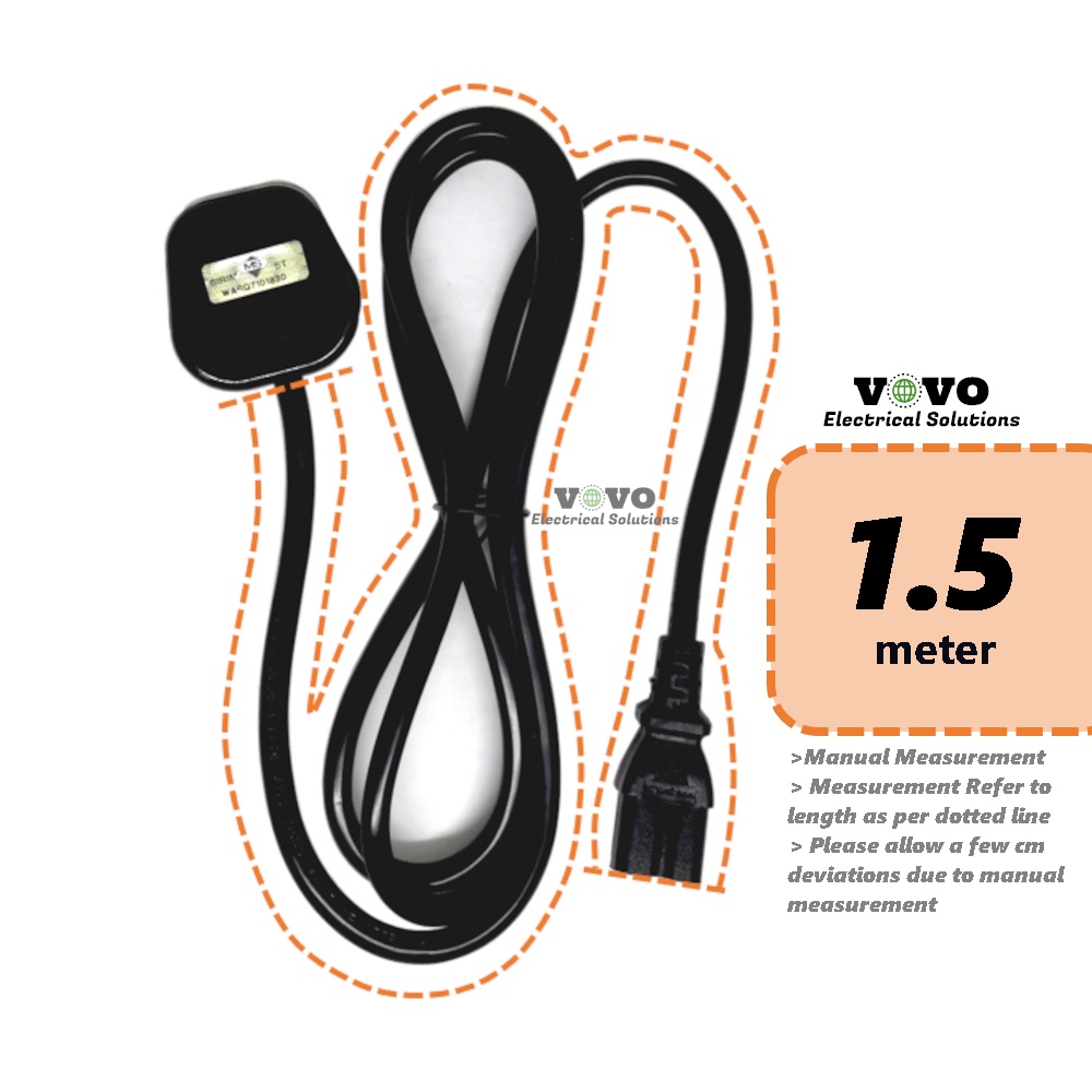 SIRIM Kettle Plug Socket Cord Set 1.5M 3 Pin 250V 13A Computer Rice ...
