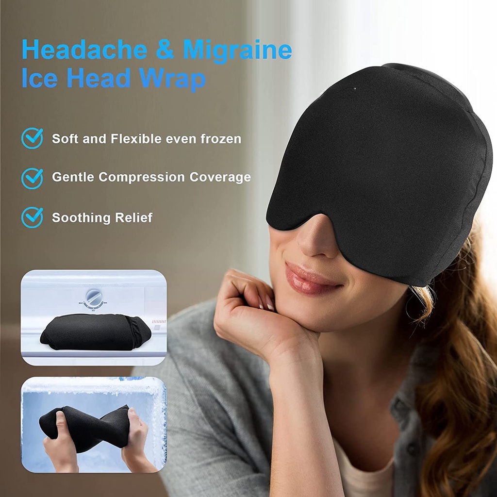 Migraine Ice Head Wrap with Top Coverage Headache Relief Hat for ...