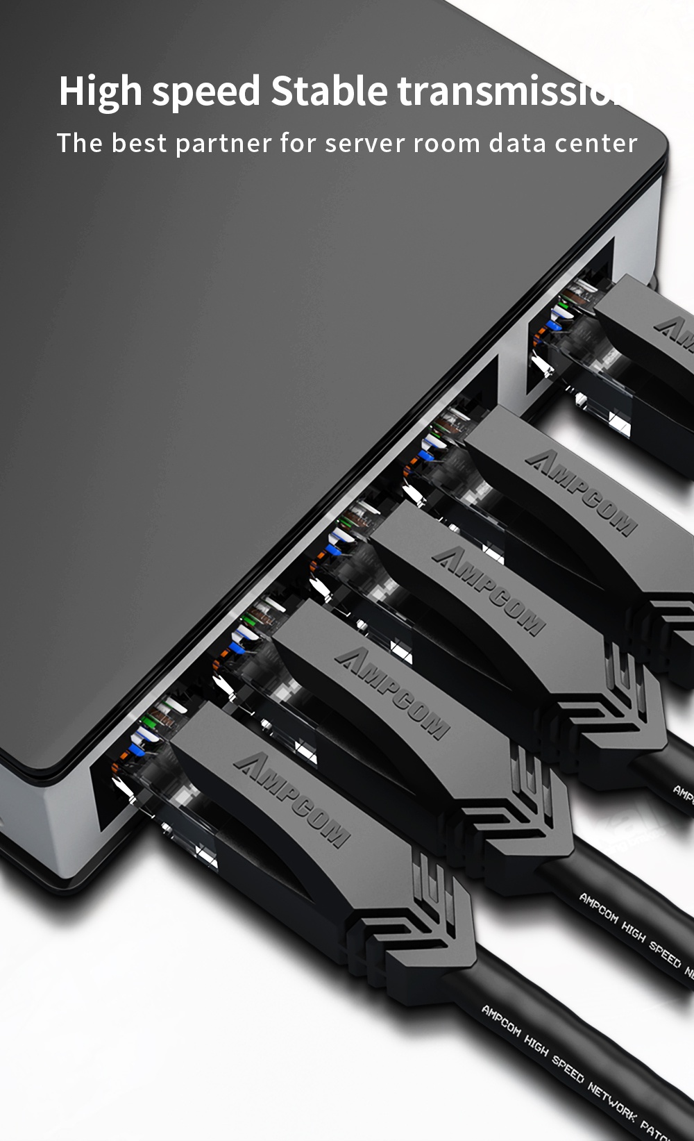 AMPCOM CAT6A Ethernet Cable 10Gbps RJ45 LAN Network Cable High Speed ...