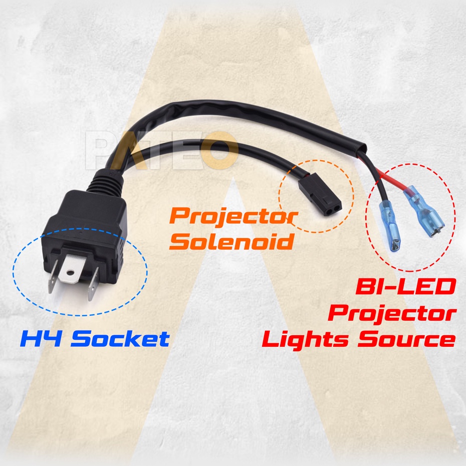H4 LED Relay Harness For Bi LED Projector Lens H4 Socket Connector Wire ...
