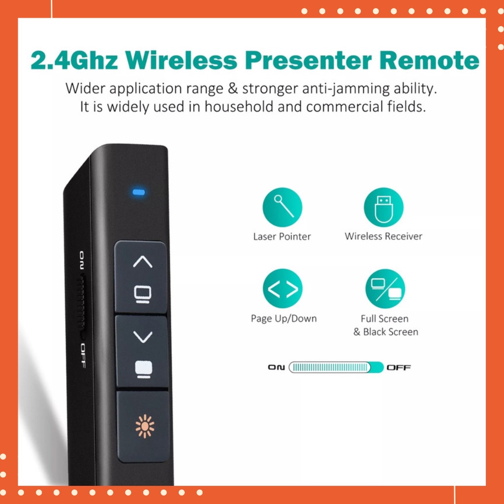 Wireless USB Magnetic Receiver Remote Presenter Red Laser Pointer ...