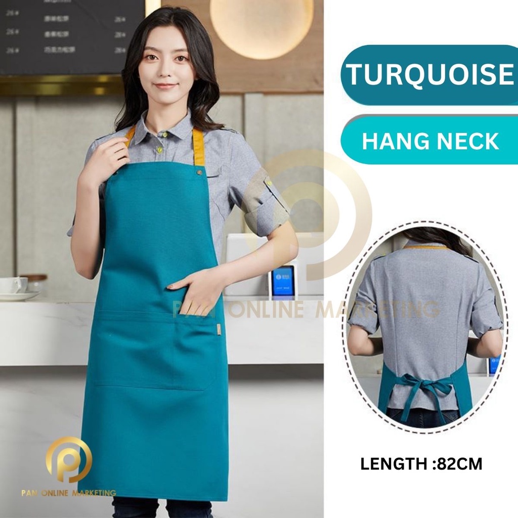 Korean Apron Kitchen Hang Neck Strap Denim Unisex With Front Pocket 围裙 ...