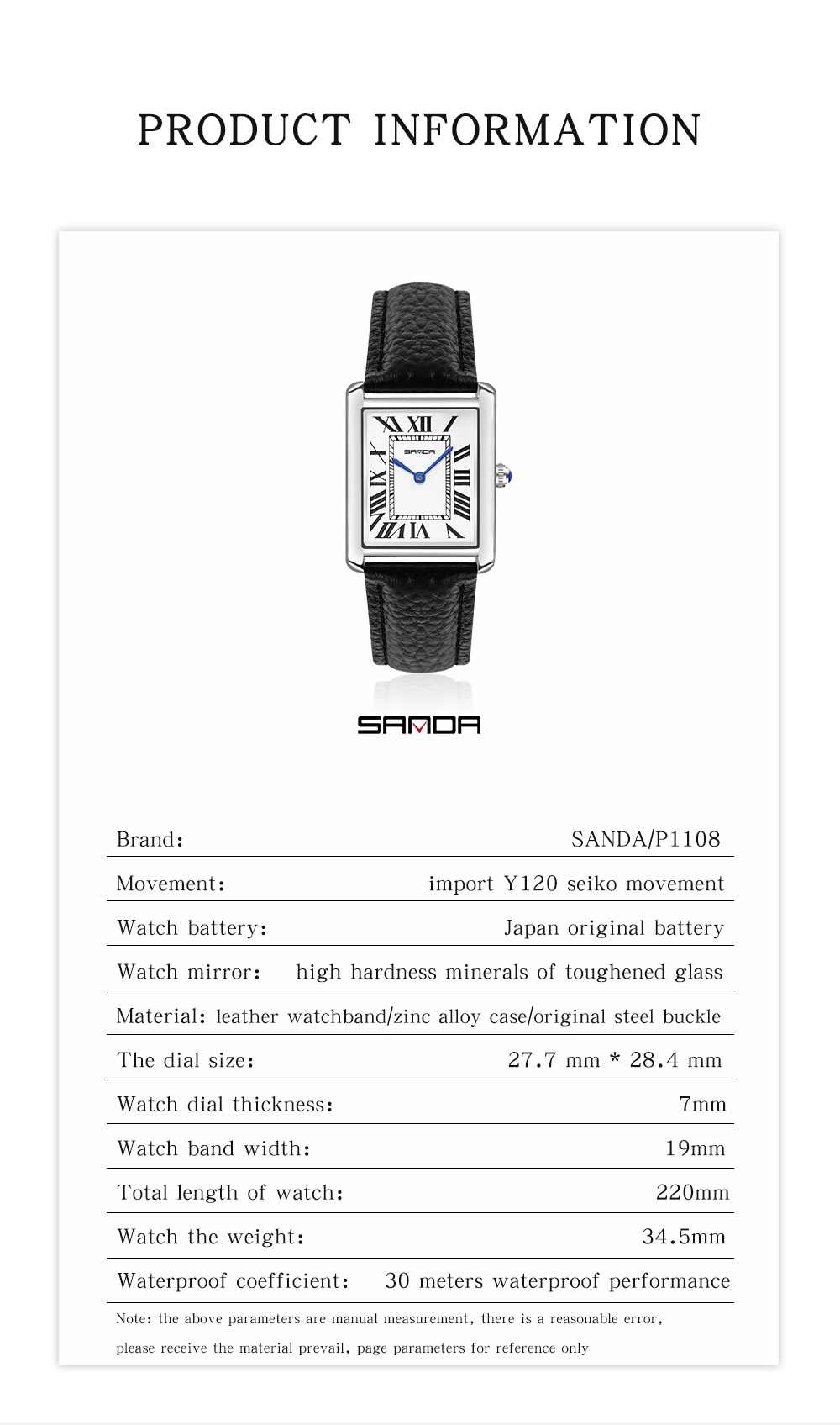 Sanda 1108 Wrist Watches Rectangular For Women Silver Case Ladies Brand ...