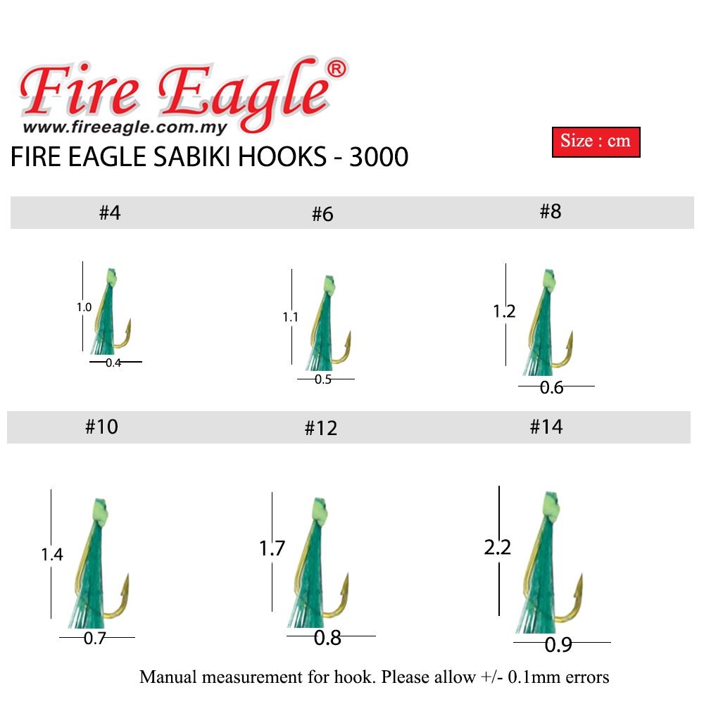 Fire Eagle Sabiki Hook 3000 Fishing Hook Mata Kail Apollo Ikan Cermin ...