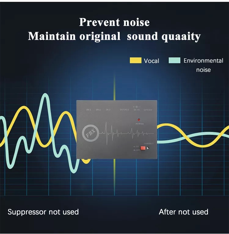 3 Channels Wireless Microphone Feedback Suppressor Small Microphone ...