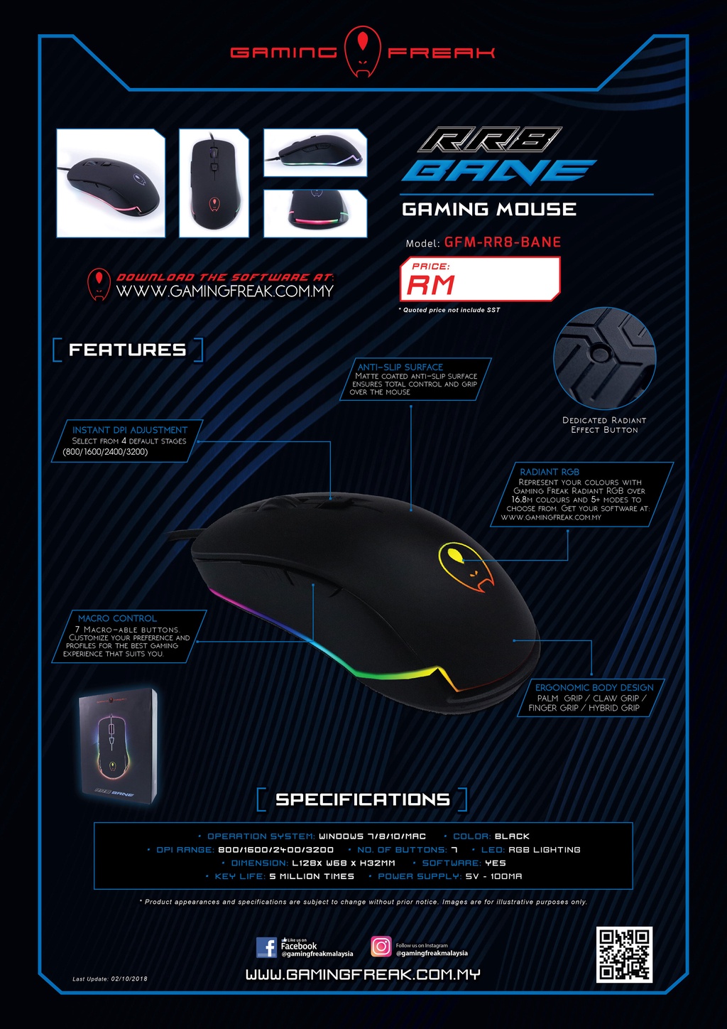 Gaming Freak RR8 Bane | Wired RGB Lighting Gaming Mouse | Upto 3200dpi ...