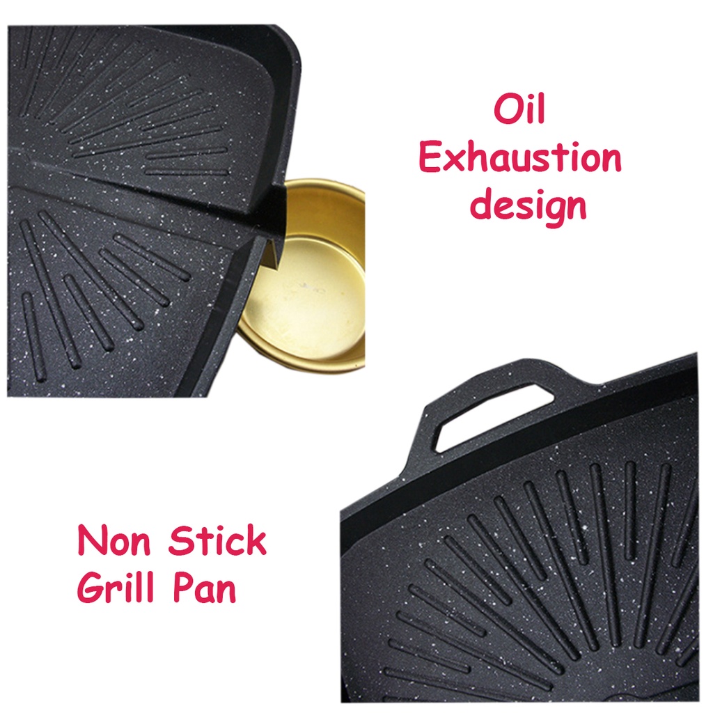 Korean BBQ Pan Grill Frying Pan Teppanyaki Teriyaki Grill Multi Roaster ...