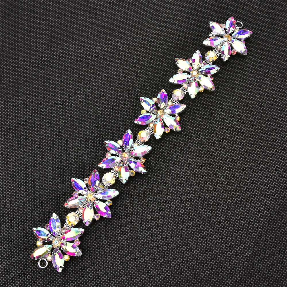 Glass Shiny AB Crystal Rhinestone Flower Bridal Applique Strass In ...