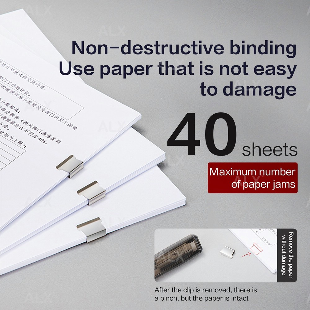 ALX Push Stapler Reusable Clamp Binder Paper Clipper File Document ...