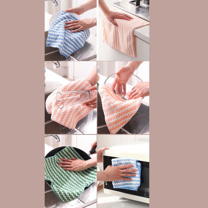 Colorful Cleaning Cloth 💗💚💙Strong Water Absorb 25x25cm Coral Fleece ...