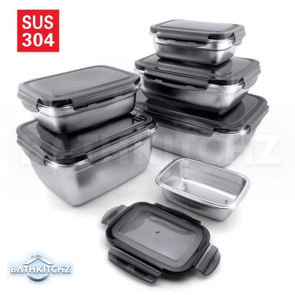 BATHKITCHZ 304 Stainless Steel Food Storage Box Large Food Container ...