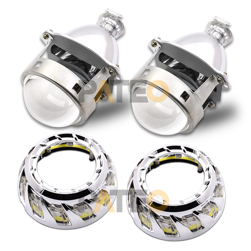 LED RGBW Dynamic Angel Eyes Turbine Halo Rings 3 inch Bi-xenon HID Projector Headlight Lenses ...