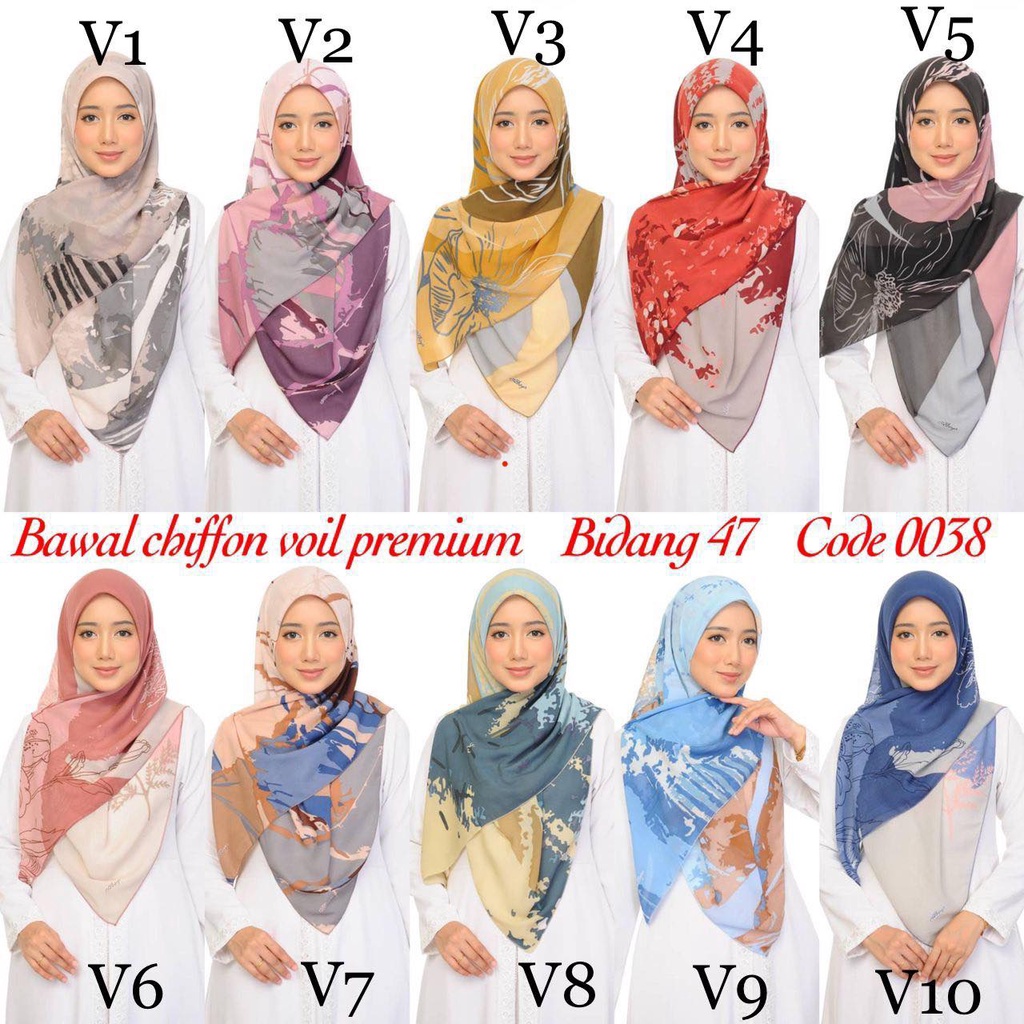🔥NEW ARRIVAL🔥 BAWAL CHIFFON VOILE CORAK PREMIUM PRINTED Bidang 47 Borong Tudung Bridemaids ...