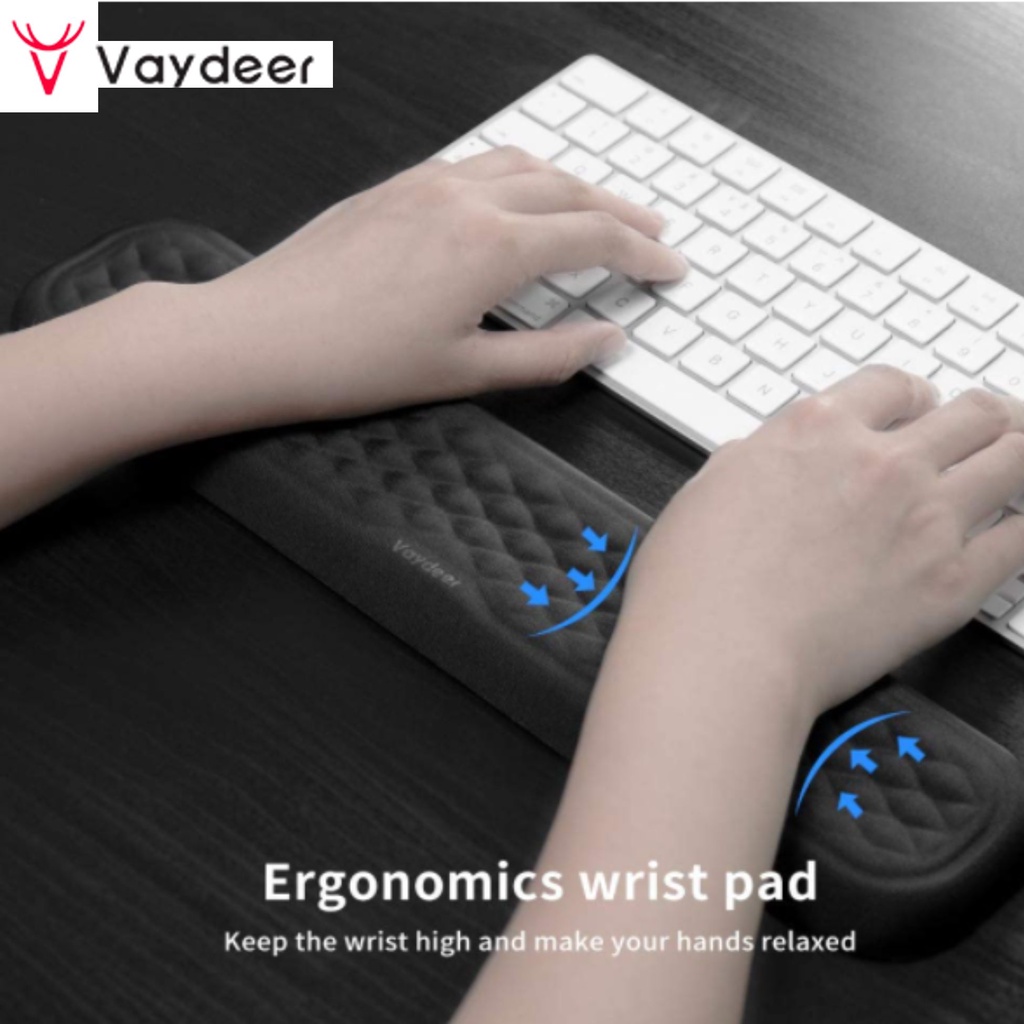 VAYDEER Keyboard Hand Rest Memory Foam 44cm, Mouse Hand Rest, Ergonomic ...