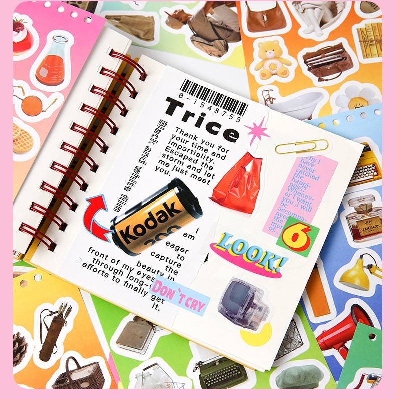 【30 Sheets】Ins Korean Style Sticker Book Colorful Sticker Album ...