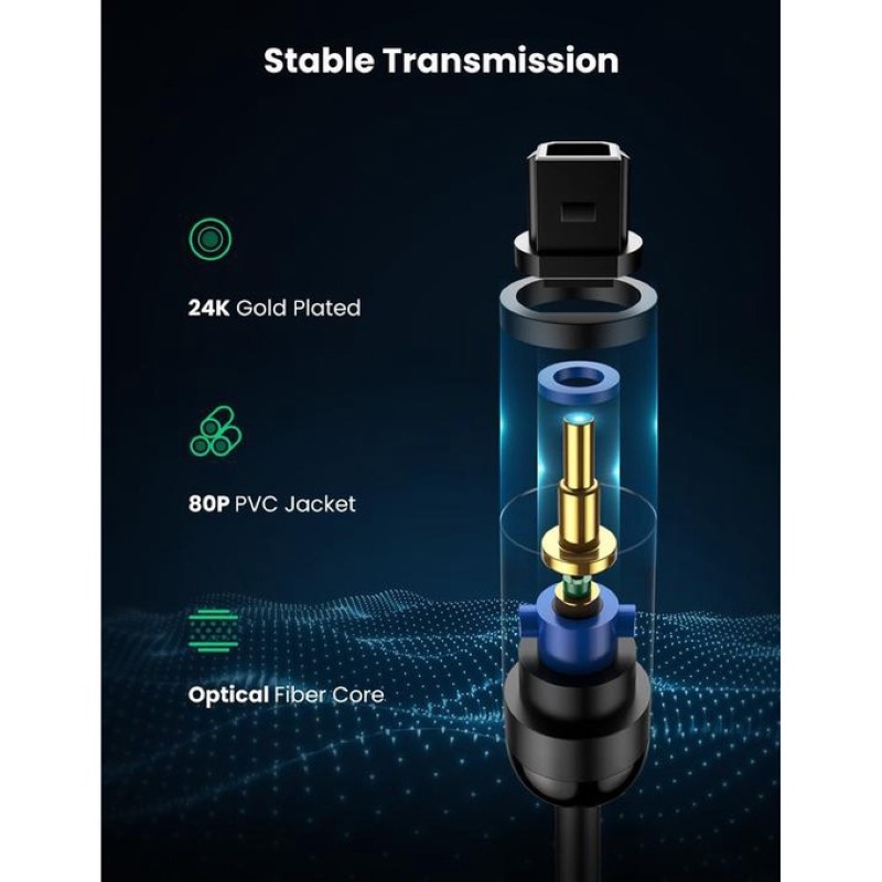 UGREEN Digital Fiber Optical Audio Cable Toslink Coaxial Cable Male To ...