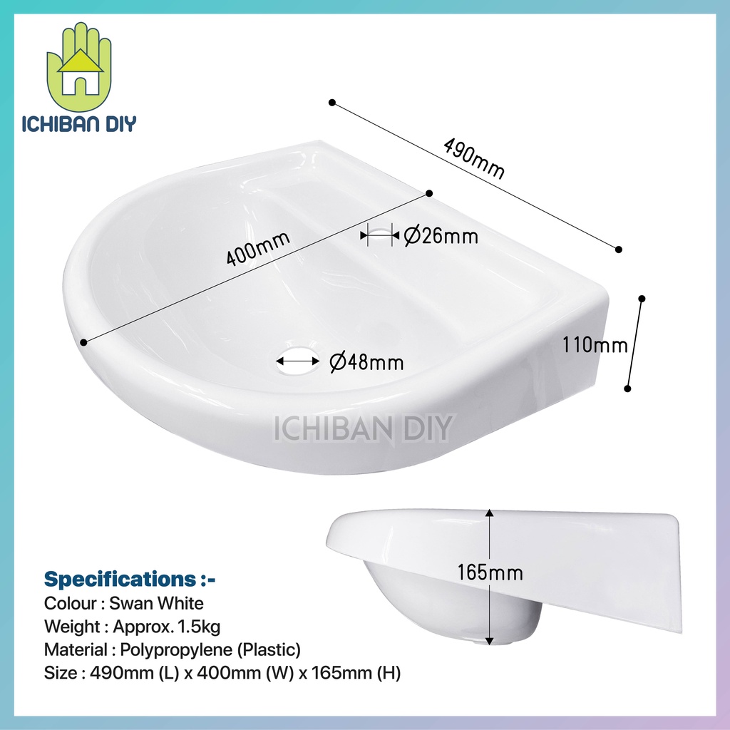 WATERTEC Singki Plastik Ecowash102 Plastic Wash Basin Bilik Air ...