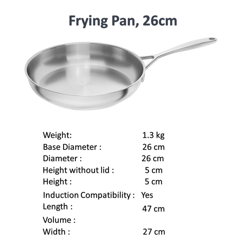 ZWILLING Vitality Sigma Classic 3-ply Stainless Steel Frying Pan (26cm ...