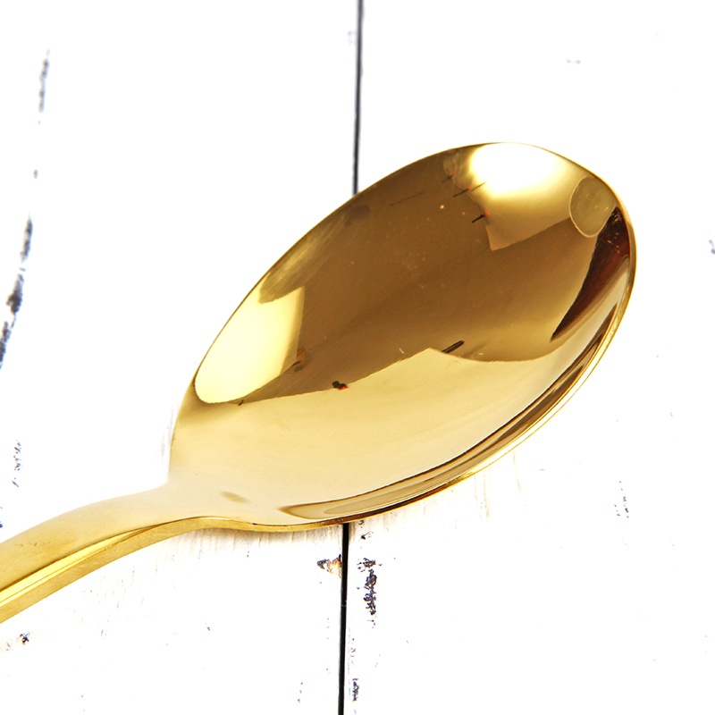Korean Spoon Long Handle Stainless Steel Gold Kitchenette Utensil ...