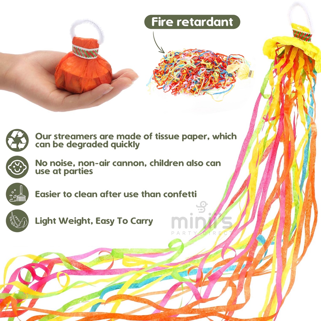 MINIIS PARTY Magic Party Throw Streamers Popper White Spider Thread ...
