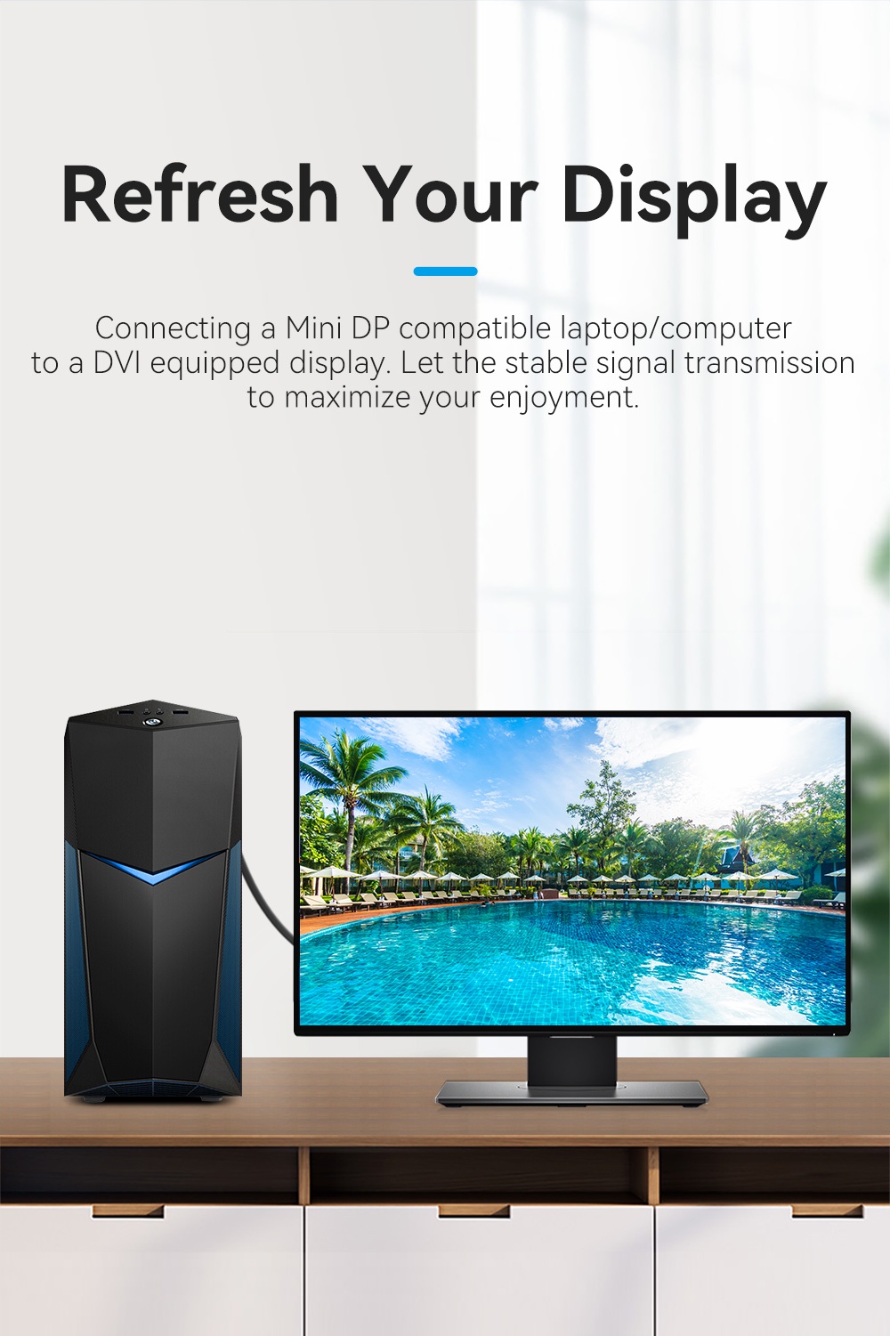 Vention Mini DisplayPort DP to DVI 24 + 1 Male 1080p@60Hz HD Cable ...