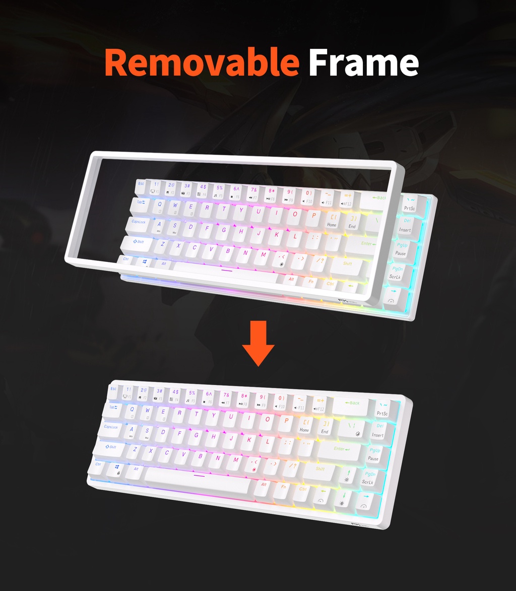 Royal Kludge RK837 RKG68 Mechanical Mini Wireless Keyboard With 60 ...