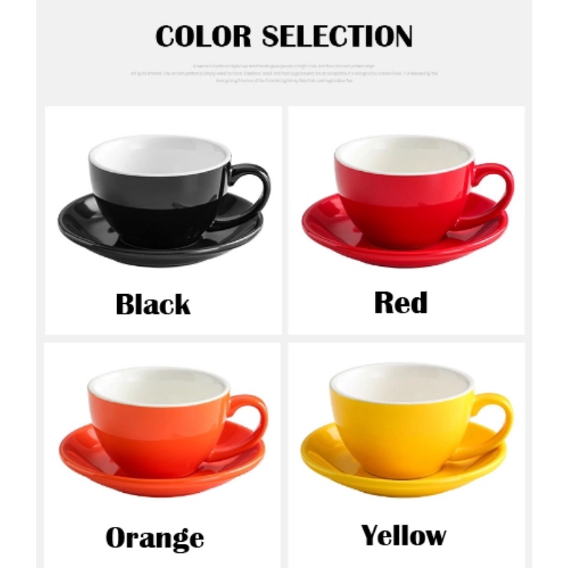 [Ready Stock] European Style Colourful Ceramic Barista Latte Cup set ...