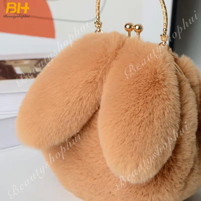 Cute Rabbit Ear Soft Fur Crossbody Bag for Women Plush Bag Women's Cute ...