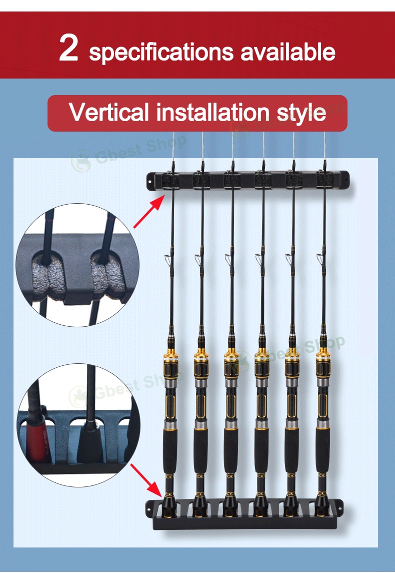 Fishing Rod Holder Stand kit 6 Holes Plastic Wear-resistant Horizontal ...