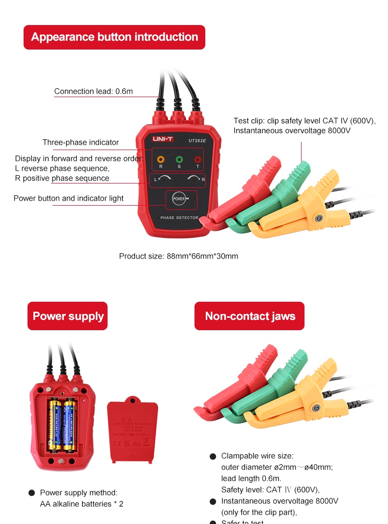 UNI-T UT262E Non-Contact Phase Detector LED Buzzer Indication | Shopee Malaysia