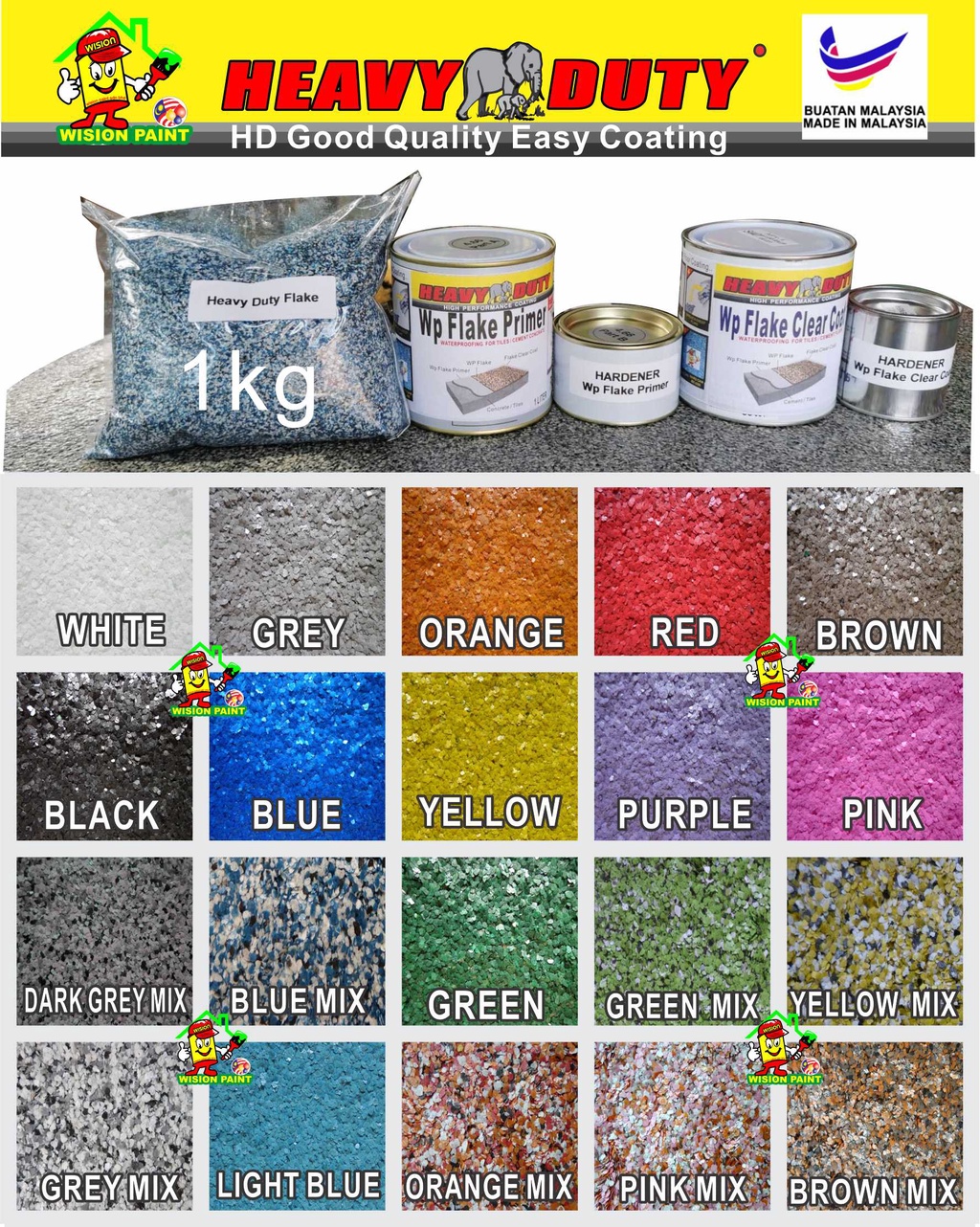 Full Set Epoxy Colour Flake Coating ( TOOL 1KG FLAKE / 1L PRIMER / 1L ...