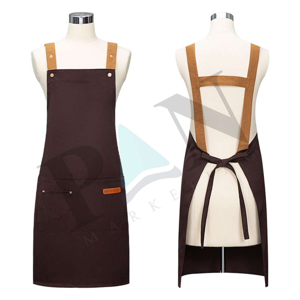 Korean Style Apron Kitchen H-Type Waterproof Unisex Front Pocket 围裙 ...