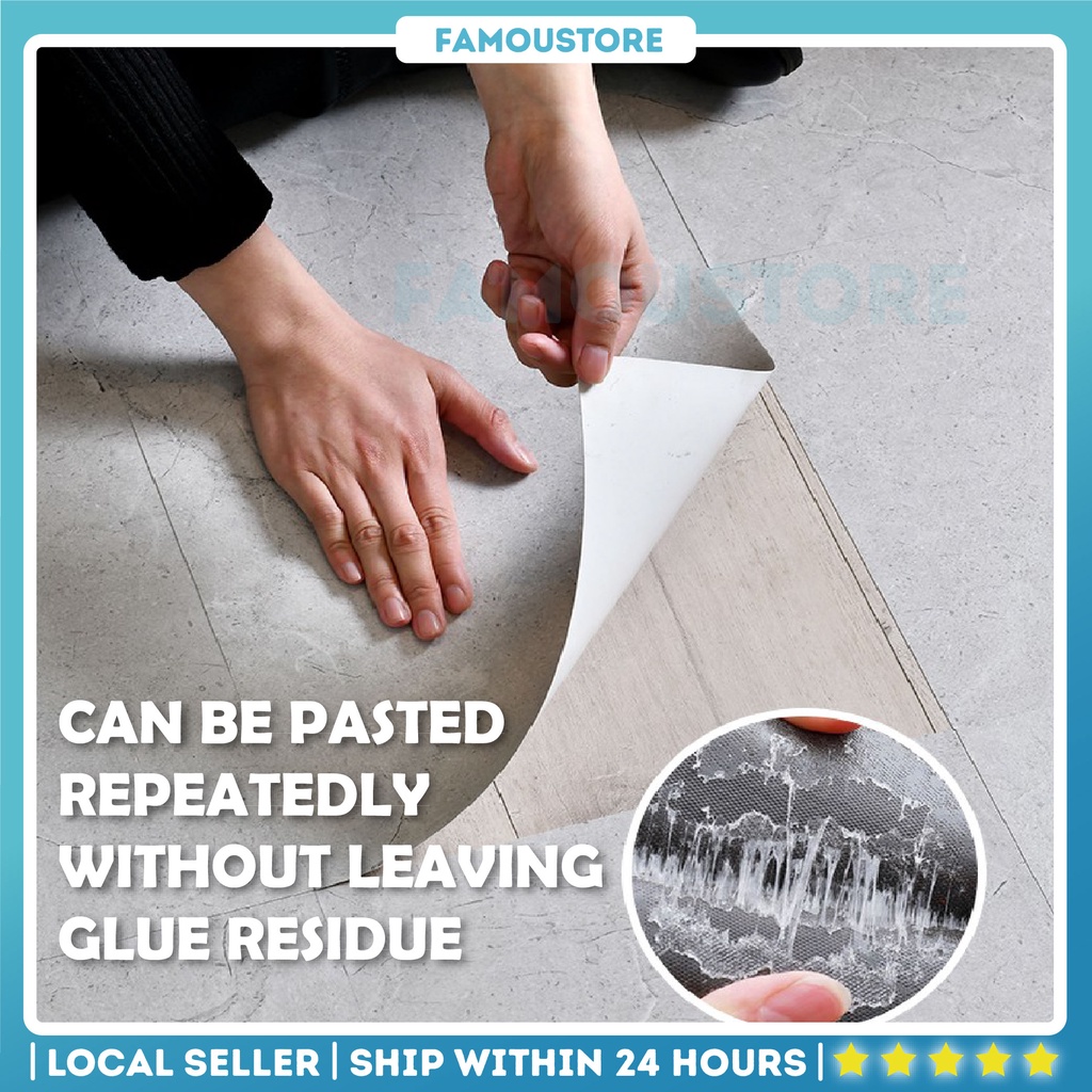 60X60CM Marble Tiles Self Adhesive PVC Floor Sticker Lantai Vinyl ...
