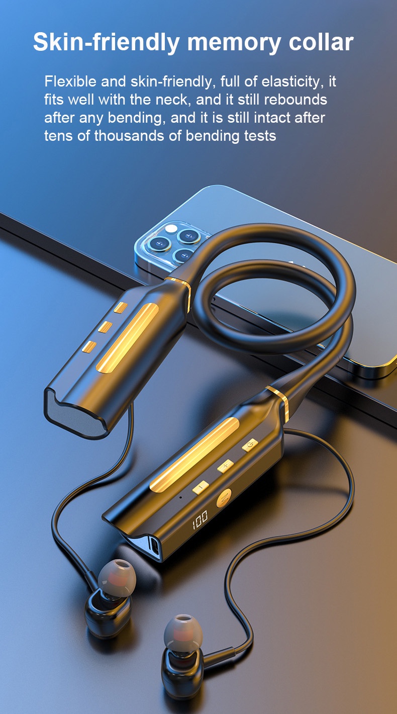 Neck-Mounted Bluetooth Earphone Sports Wireless Headphone Bluetooth 5.2 ...