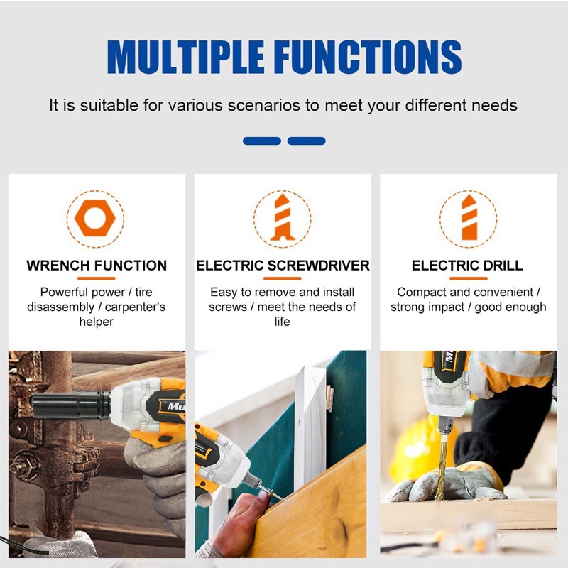 [Muwei]6.0AH Drill Cordless Set Multi Function Electric Wrench Tool ...