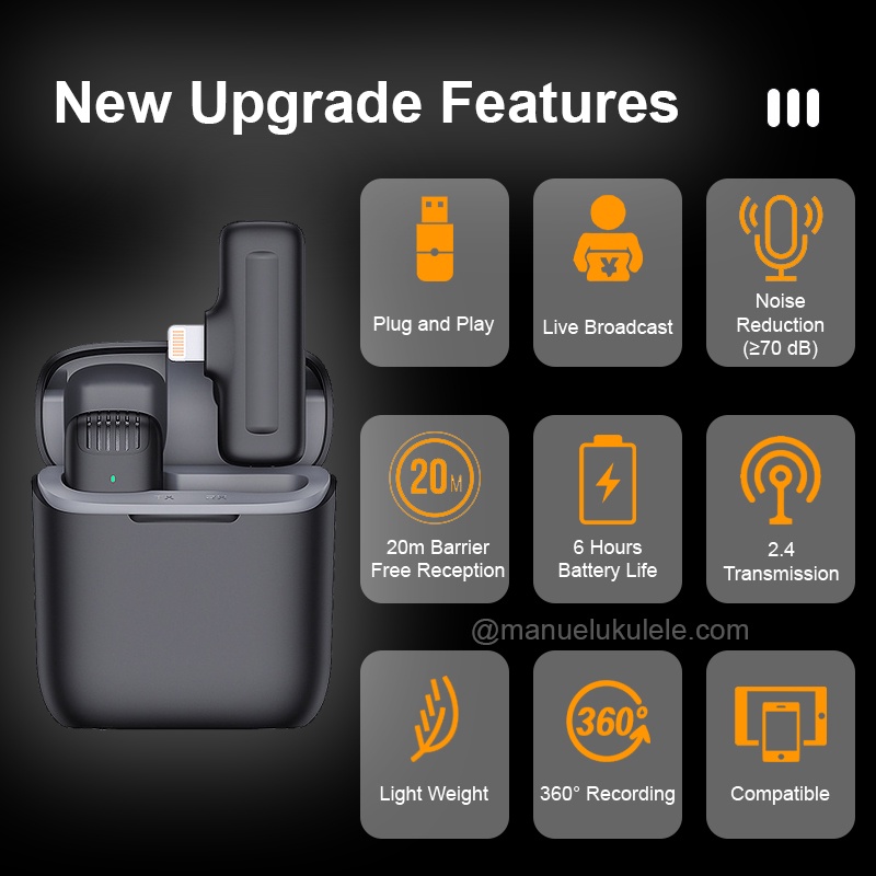 Wireless Microphone for Phone Video Live Record | Noise Cancelling Clip ...
