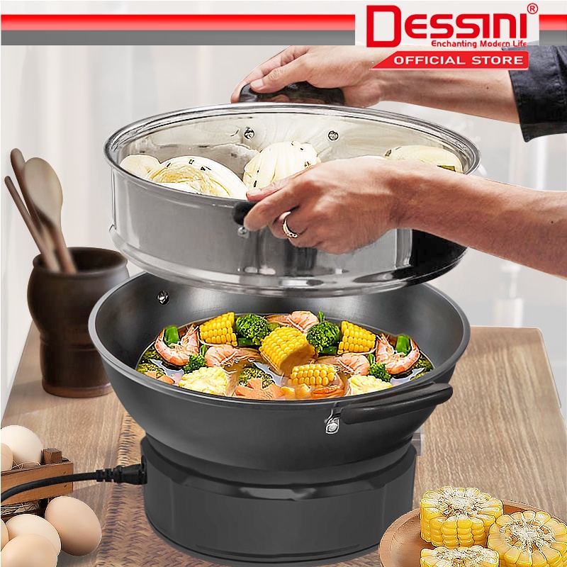 DESSINI ITALY Electric Cooker Steamboat Hot Pot Non Stick Frying Wok ...