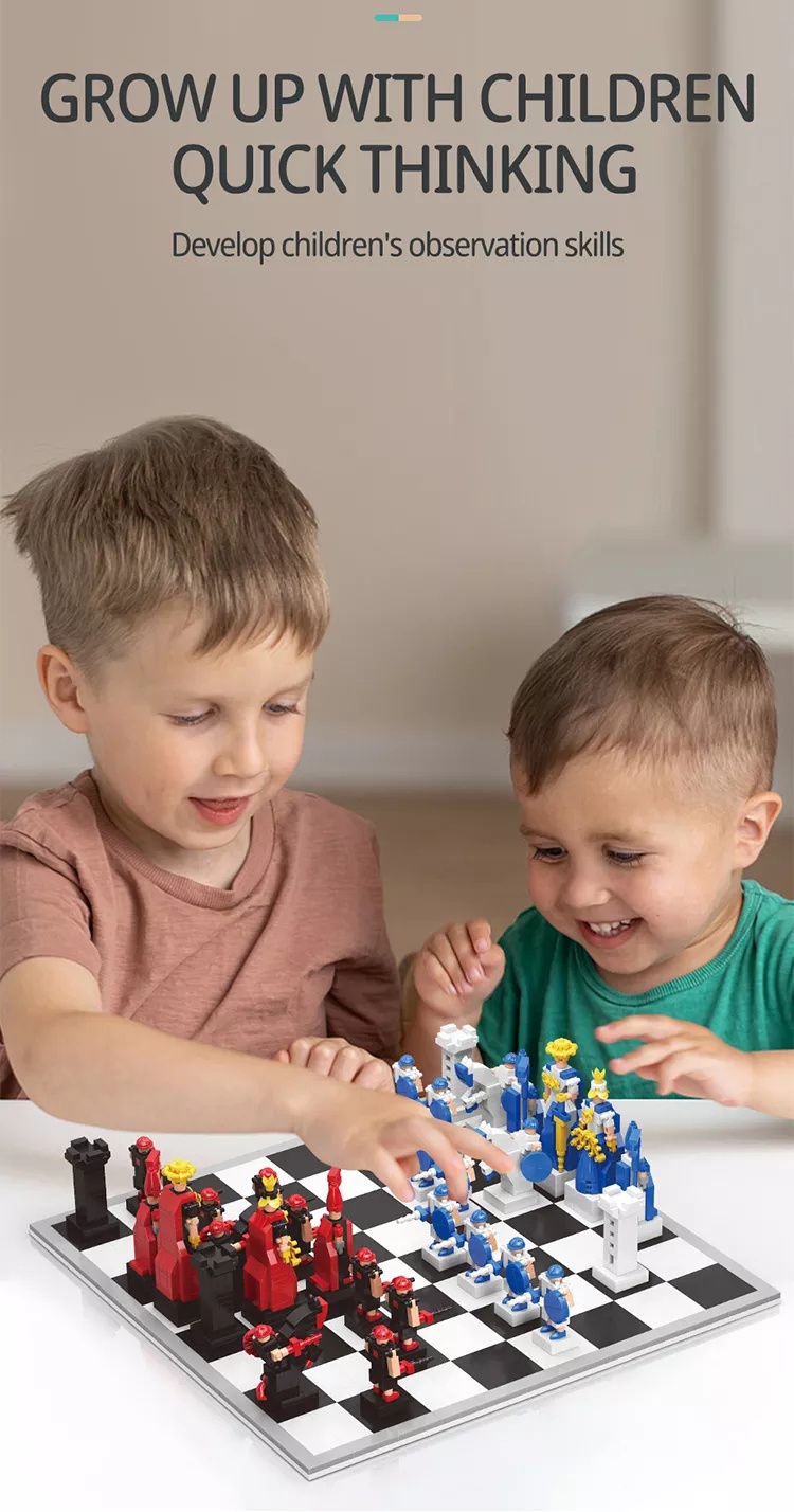 Chess Set Micro Building Blocks Toys Adults Game Flying Chess Folding ...