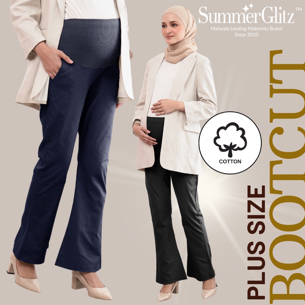SUMMERGLITZ Maternity Pants Cotton Bootcut Seluar Bell Bottom Work ...