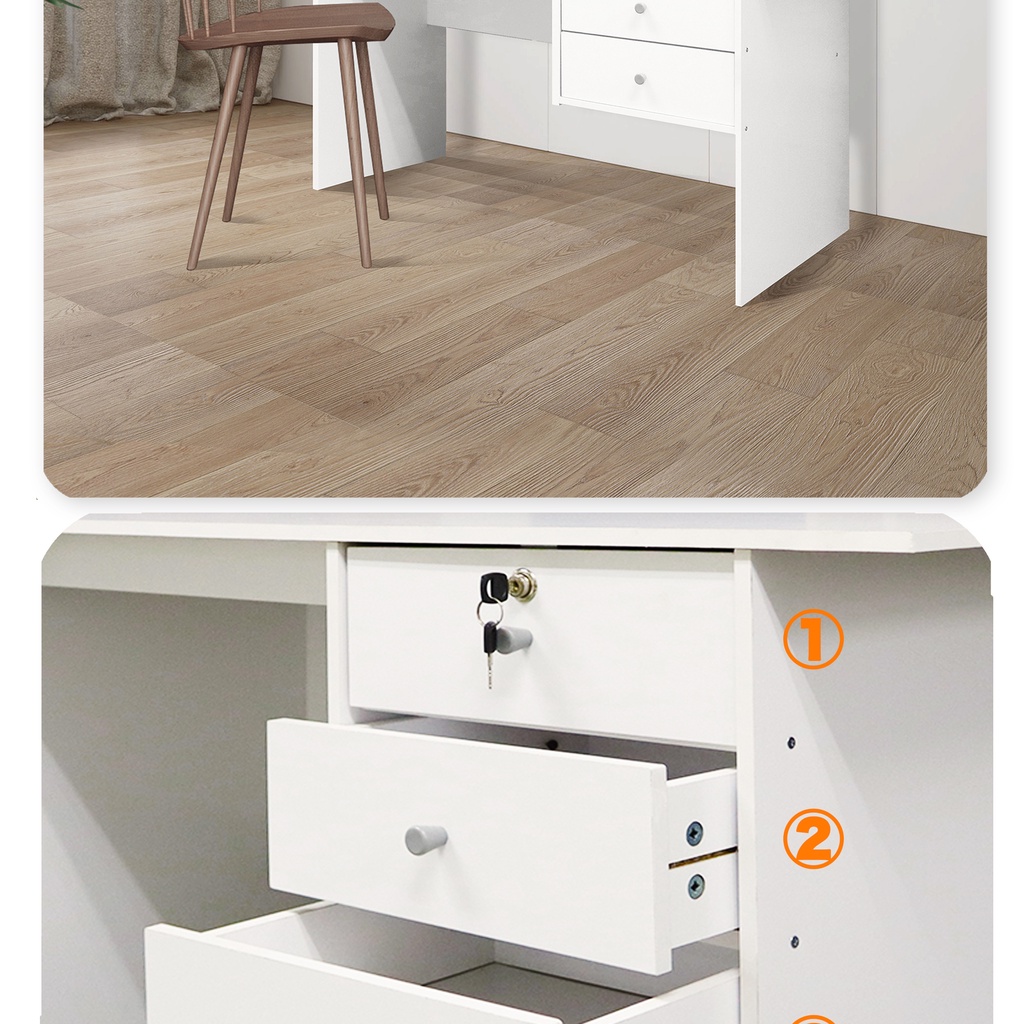 4ft Study Desk Writing Table Meja Belajar 3 Drawers Study Table Drawer ...